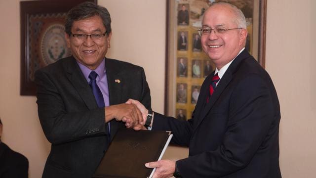 Mormon Leader Presents Navajo Tribe President Family History Records ...